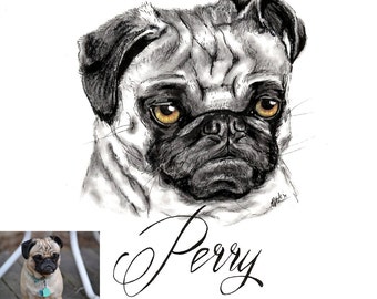 Realistic custom animal or person portrait with name or quote| Custom ...