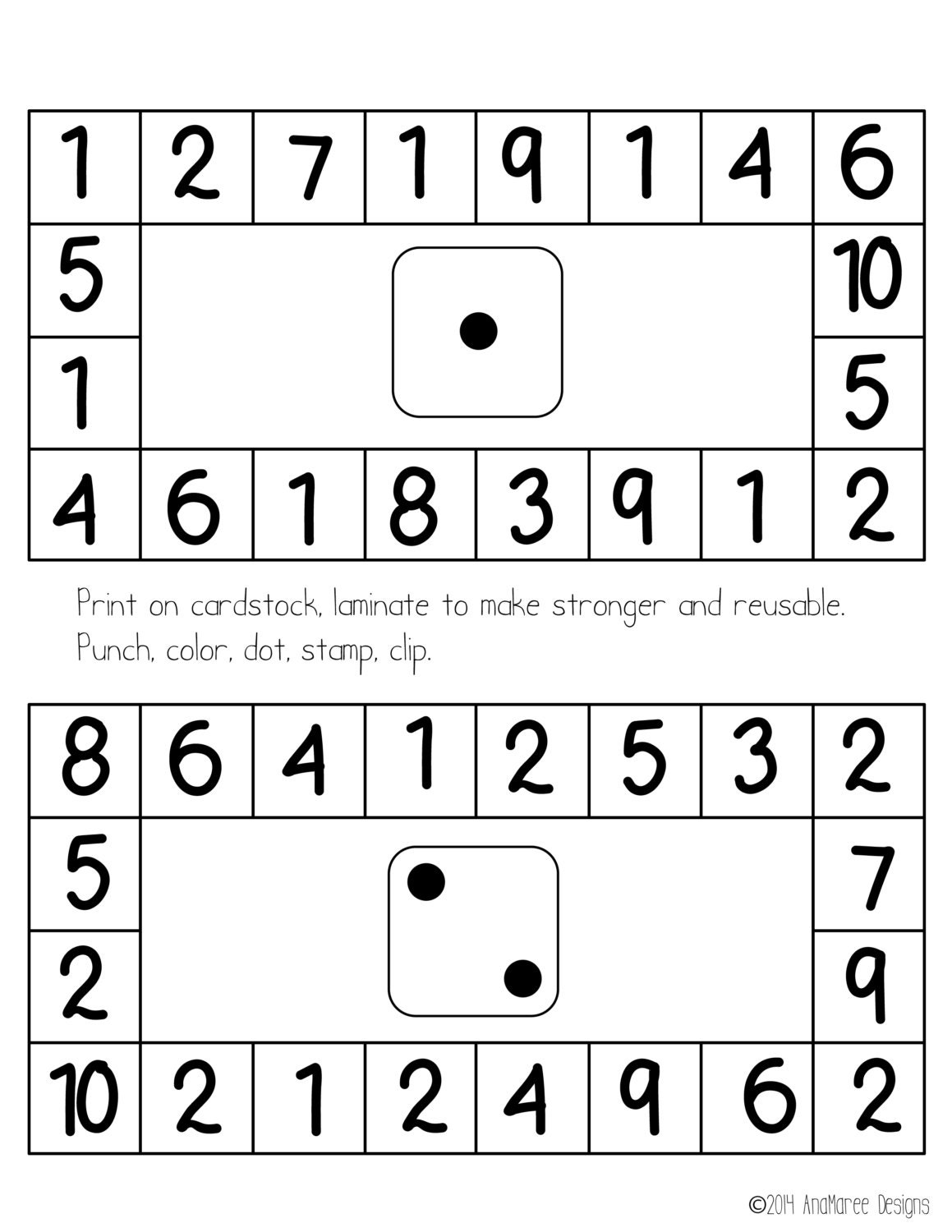 Homeschool Printable: Do-a-dot math numbers clip cards
