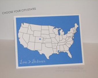 Long Distance Relationship Card Card for by PersonalPaperHugs