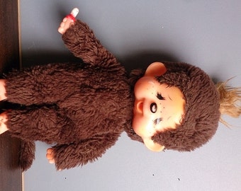SALE Vintage Monchhichi Monkey MonChiChi Rubber Face Closed Crying Eyes ...