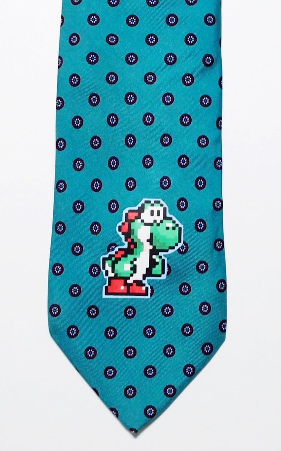 Yoshi Tie Nintendo Pixel Fashion Necktie Custom Wedding