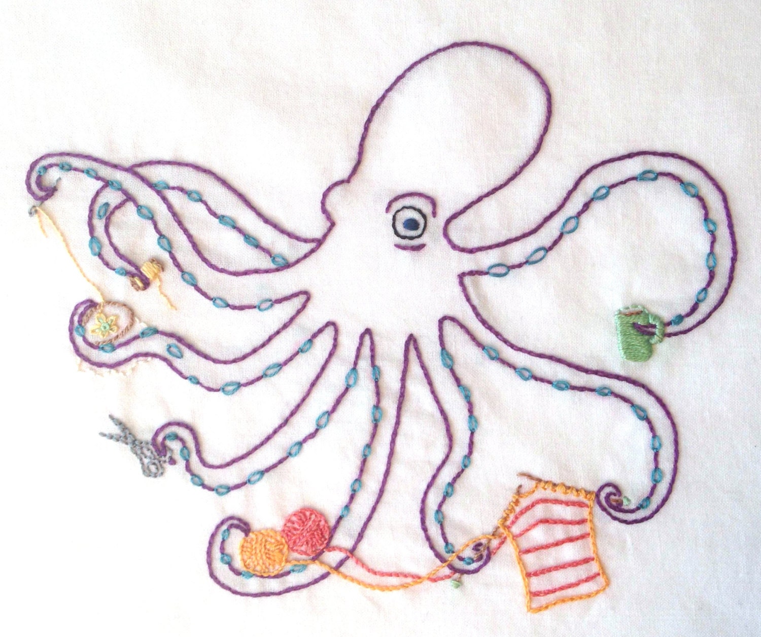 Crafty Octopus Hand Embroidery Pattern PDF