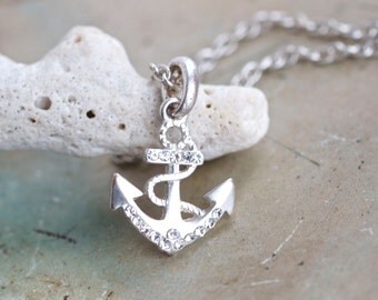 Miniature Anchor Necklace - Silver Pendant on Chain - Nautical Jewelry