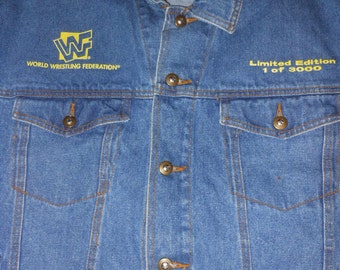 RARE wwf Wrestlemania XII limited edition men's denim jacket - wwe XL
