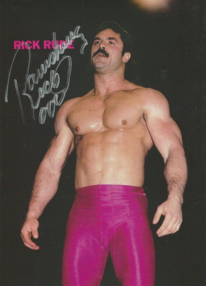 Ravishing Rick Rude signed 8x10 photo wwf by AllNightGarageSale