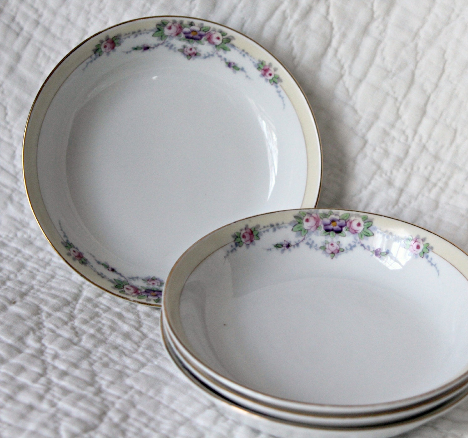 Vintage Meito China Fruit Dessert Sauce Bowl Buffalo Pattern Hand ...
