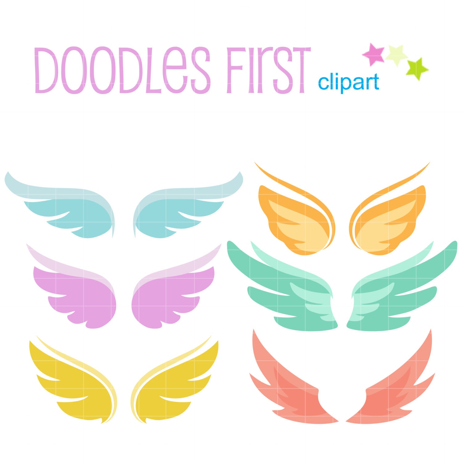 Cute Wings Set Clip Art for Scrapbooking Card Making Cupcake