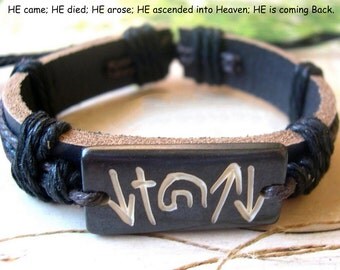Christian Leather Bracelet Jesus Resurrection Symbols Leather and Hemp ...