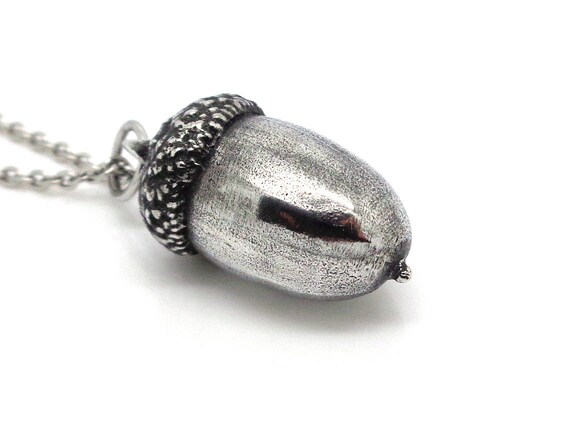 Handmade Acorn Necklace in Pewter Oak Nut Pendant Acorn by Farjil