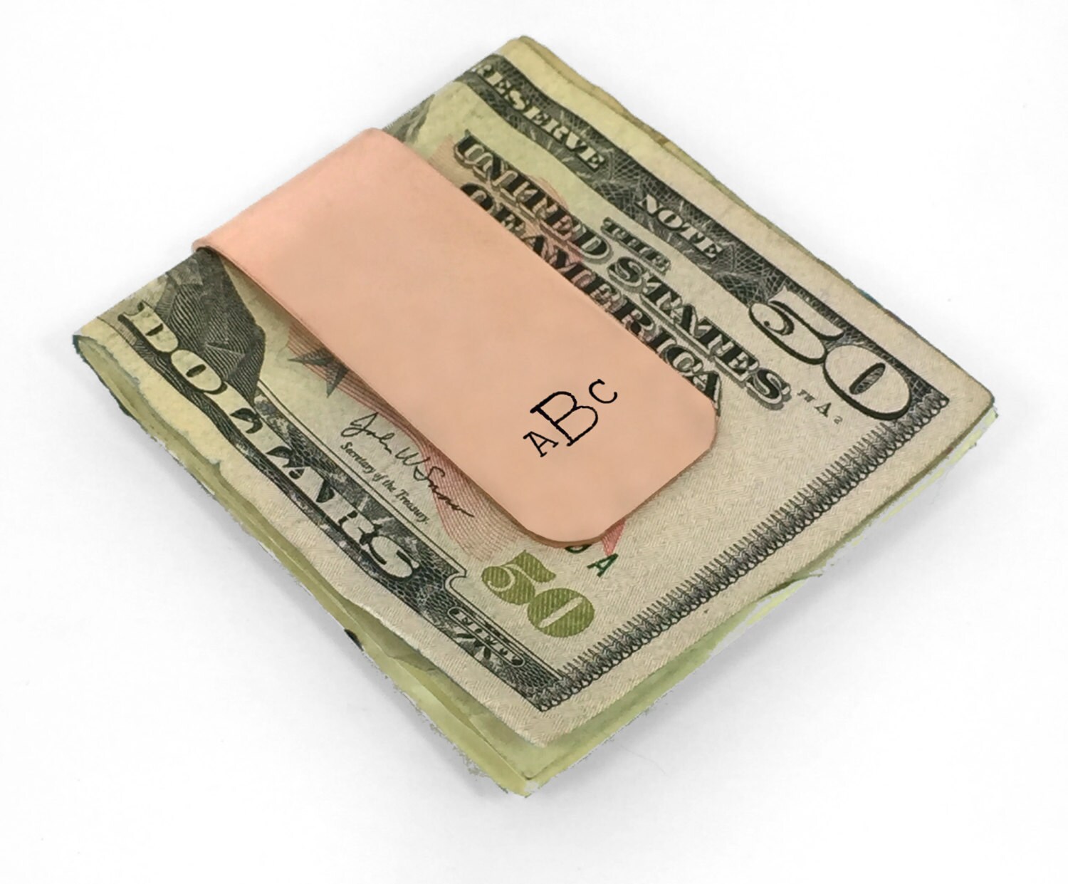 Monogrammed Money Clip Personalized Copper Money Clip