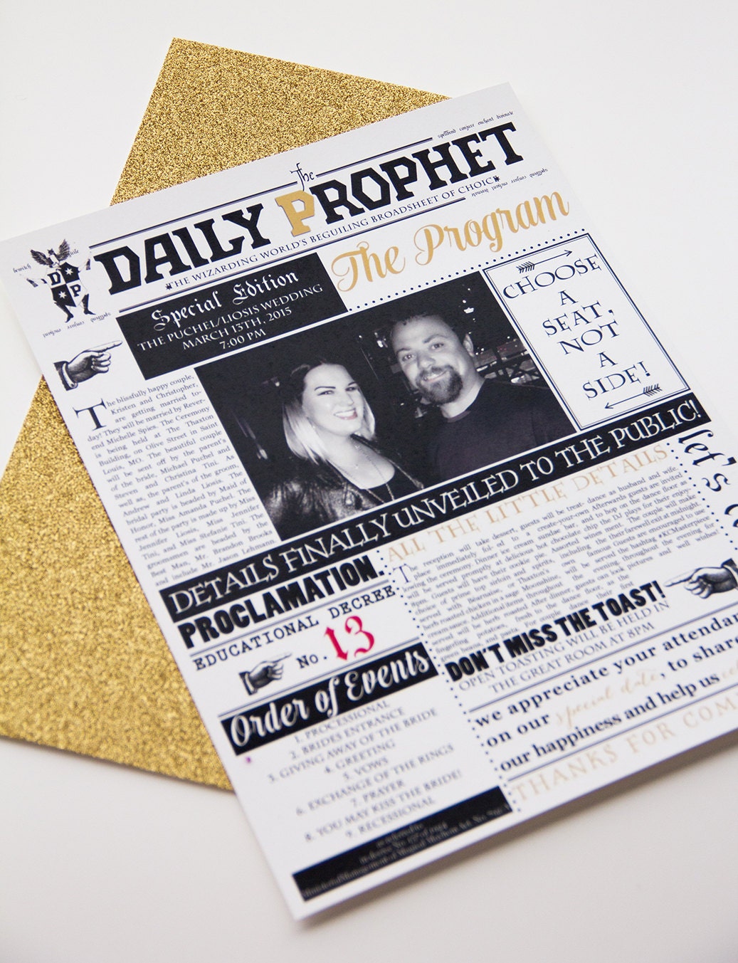 DIY The Daily Prophet Inspired Wedding Program by HouseofEmery