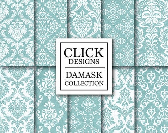 Damask Digital Paper: DAMASK LIGHT GRAY digital