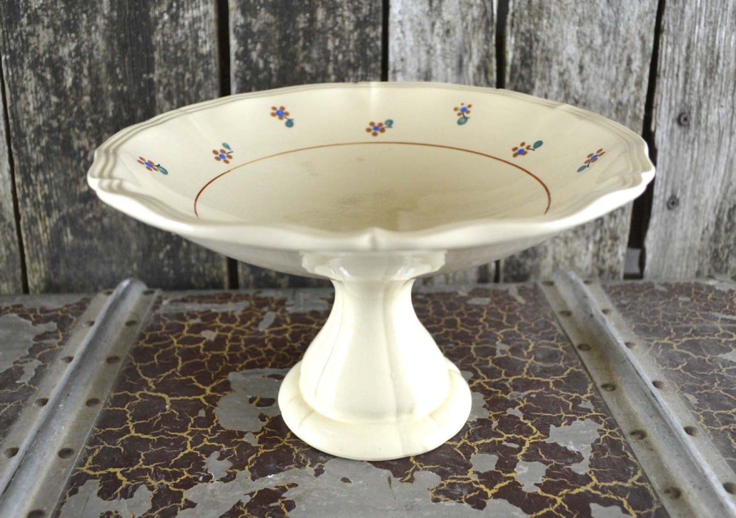 French Vintage Compote Cake Stand Presentation Plate Fruit Bowl Serving ...