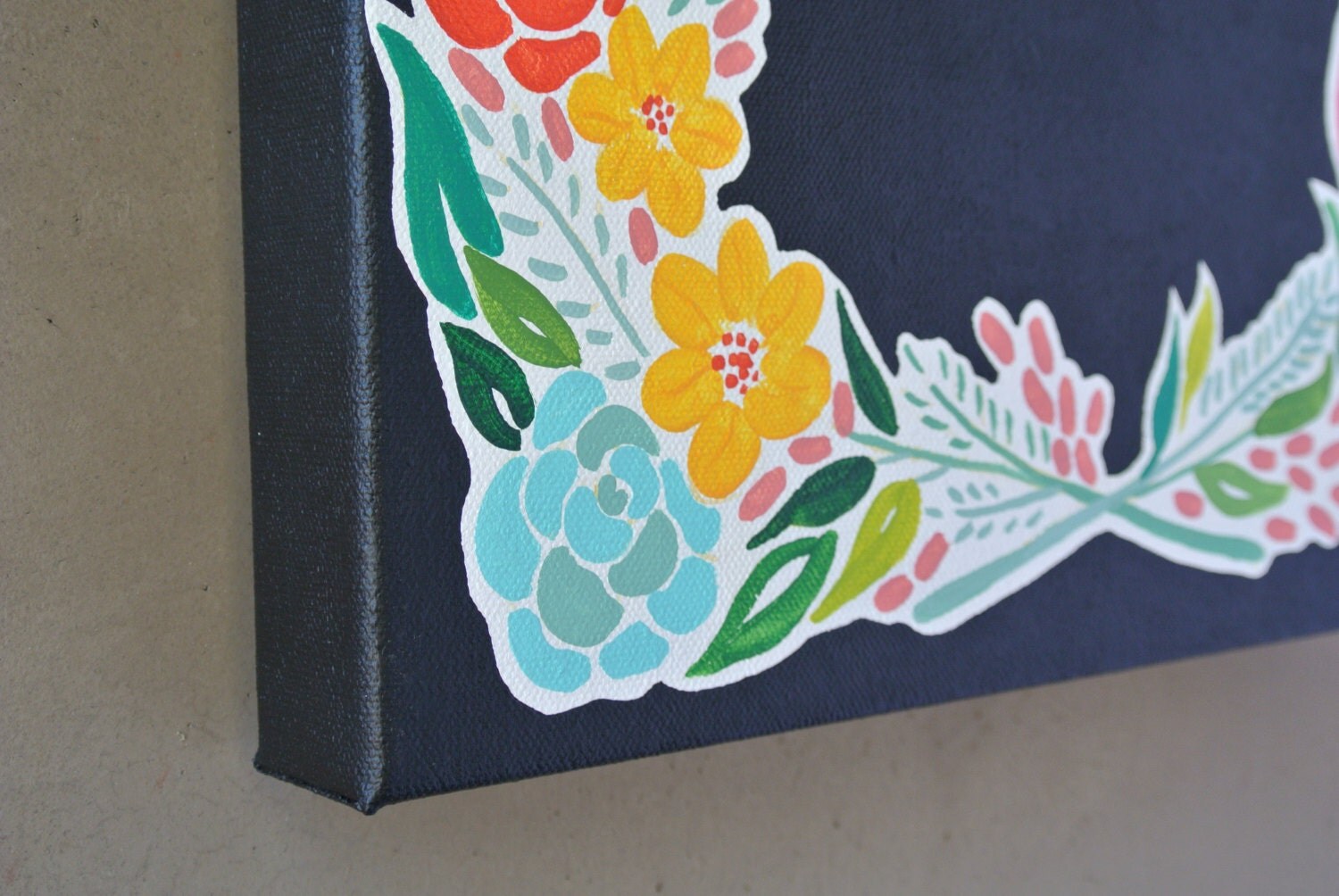 Monogram Canvas Painting Home Decor Floral by JustJulieAnneStudio