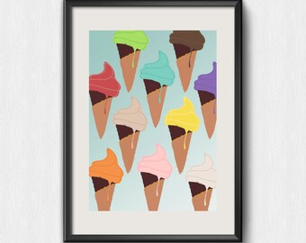 2pc Set Ice Cream Printable Poster - ice cream print, ice cream art ...