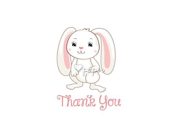 Rabbit Bunny Woodland Printed Thank You Cards Folded by HartPaper