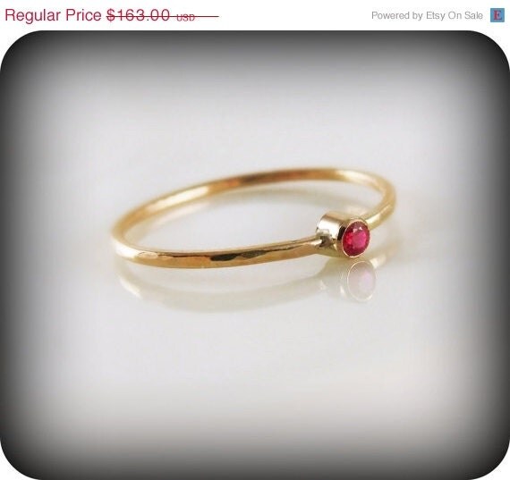 Ruby ring recycled 14K gold ring with bezel-set by LeCubicule