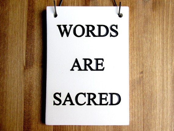 Items similar to Words Are Sacred, 482 ceramic signs plaques prints ...