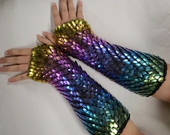 Dragon Scale Gauntlets Knitted Dragonhide Armor by Crystalsidyll