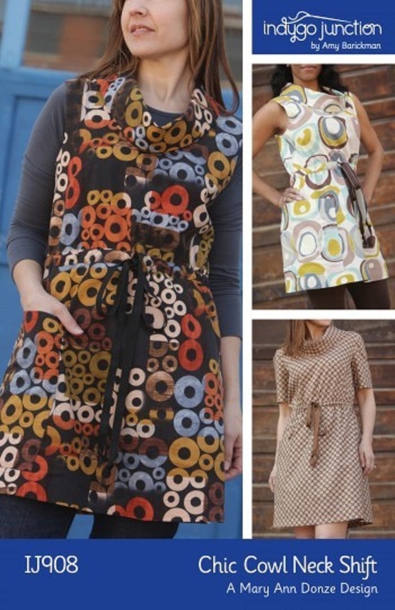 Chic Cowl Neck Shift Dress Sewing Pattern By Indygo Junction