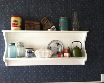 Plate Display Rack Oak Wall Shelf and Mug Holder