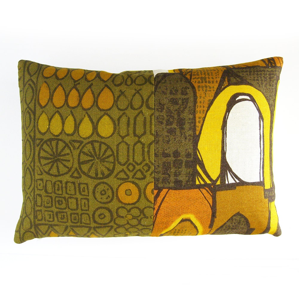 Throw Pillow Mid Century Modern Linen Pillow Cover 1950s