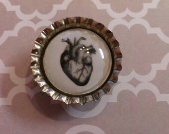 human heart anatomy fridge magnet bottle cap