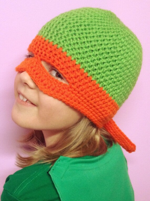 Items similar to Ninja Turtle custom crochet hat mask costume on Etsy