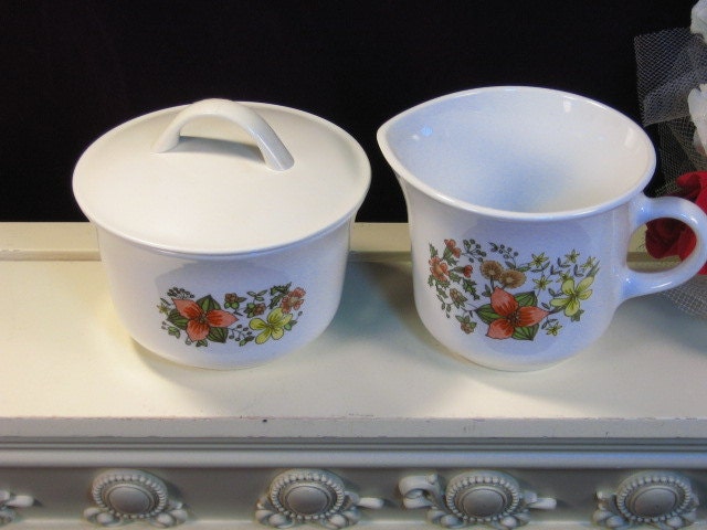 Vintage Corning Ware Corelle Indian Summer Cream and Sugar with Lid Set ...