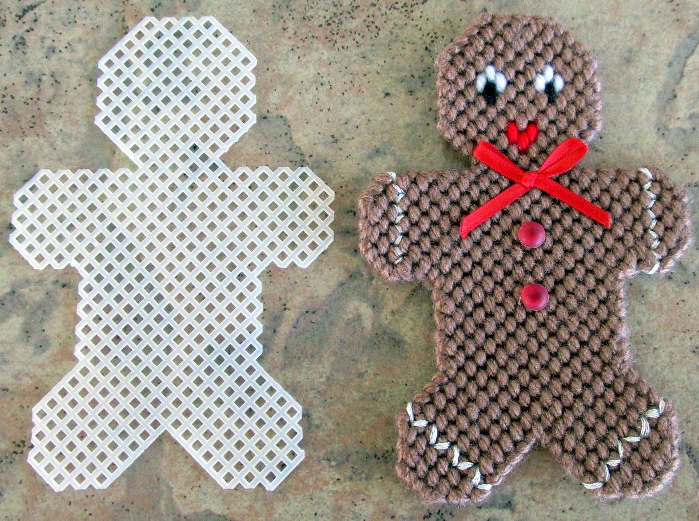 Plastic Canvas Gingerbread Man wiith Cut Out by AdelesCrafts