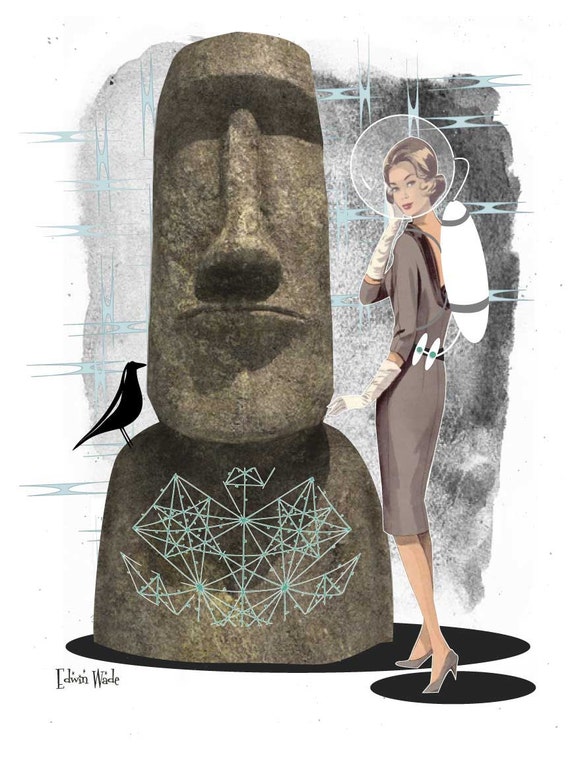 Items similar to Soft and Easy Tiki Modern Retro Moai on Etsy