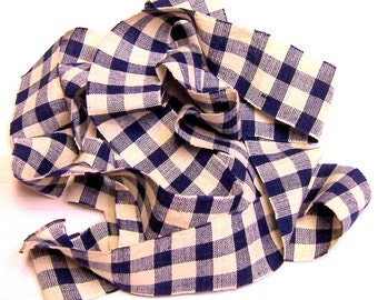 1 yard Homespun Cotton Fabric Ribbon Red Cream Small Check