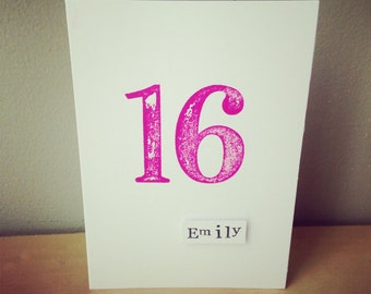 Number birthday card | Etsy