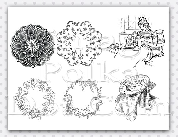 Clip Art Lace Needlework Victorian Printable Vintage Lace