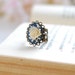 Navy Blue Ivory Rose Cameo Ring Victorian Style Antique by LeChaim