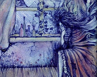 Black Cat Art Print from the original painting by ArtSoulCreations