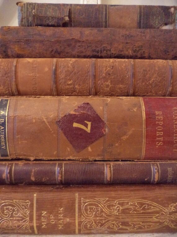 Antique Leather Book Stack Library Wedding Rustic Decor