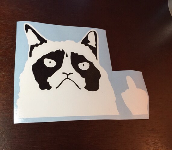 Items similar to Grumpy cat gives the finger car decal on Etsy