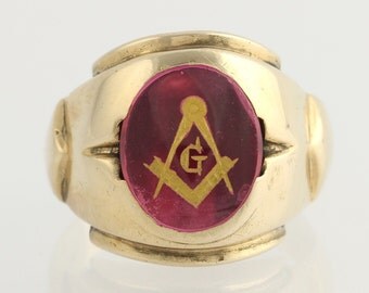 Red masonic ring | Etsy