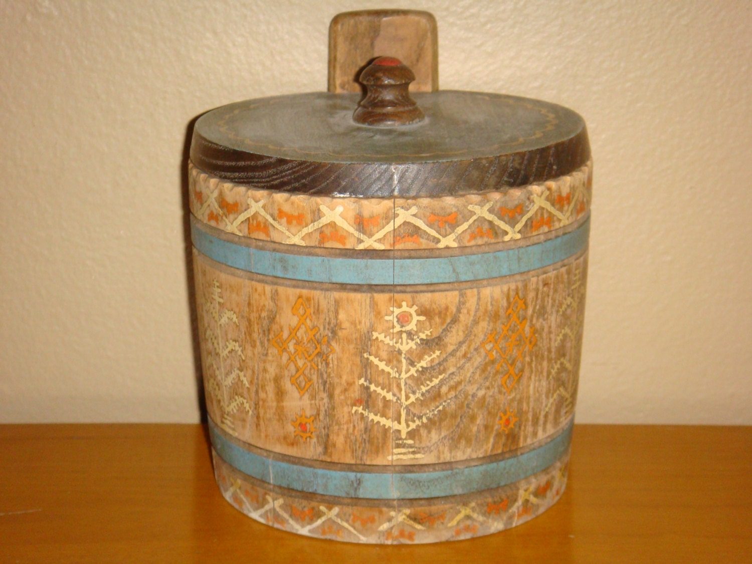 Vintage Unique Hand Painted Wood Salt Box Canister – Haute Juice