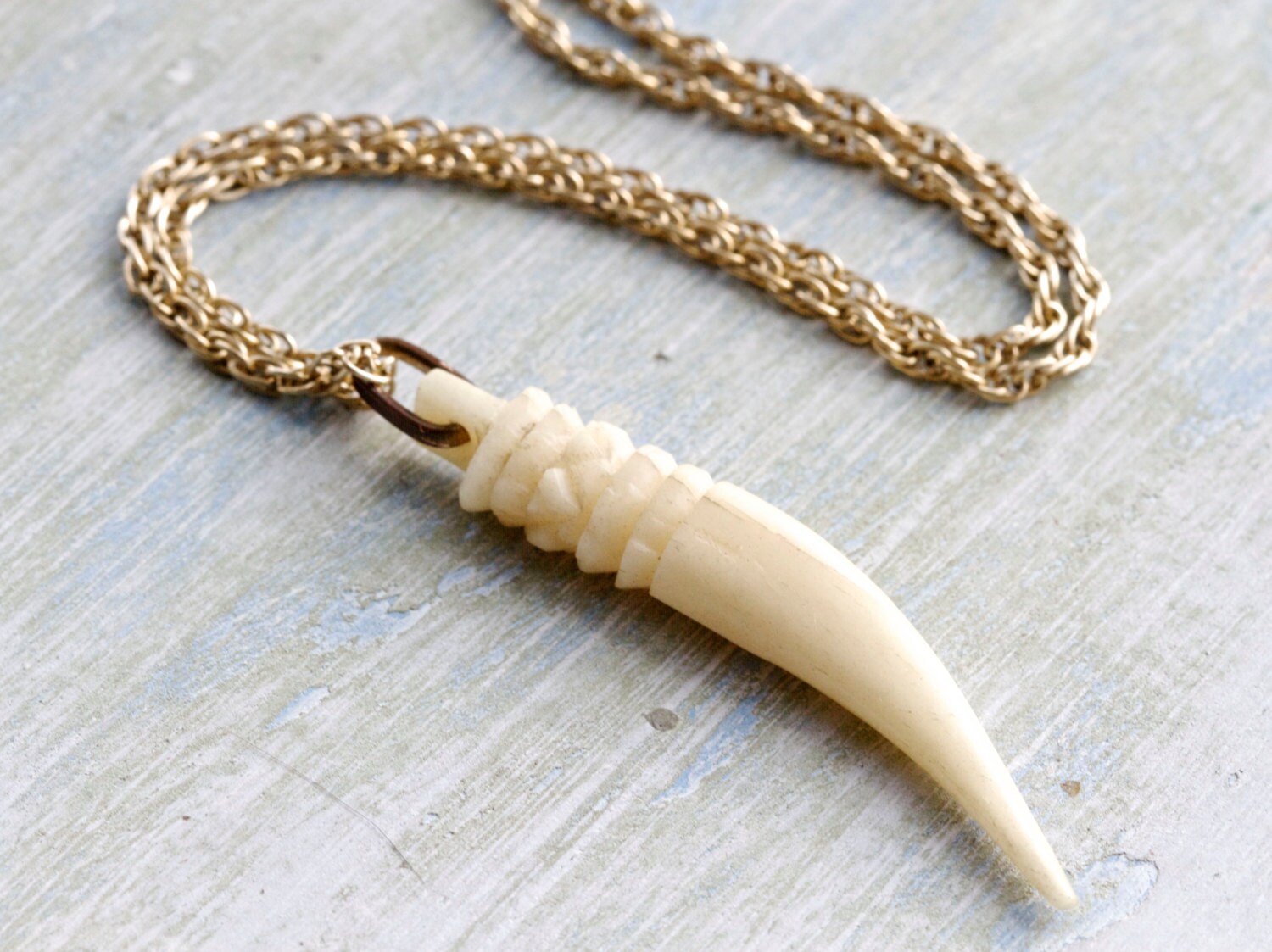 Carved Bone Horn or Canine Tooth Pendant – Fang Necklace – Boho Jewelry ...