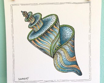 Print of Black and White Starfish Pen and by CoastalFreshDesigns