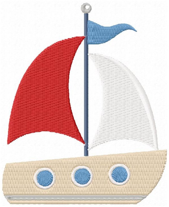 Boat Embroidery Design Instant Download by JEmbroiderynApplique