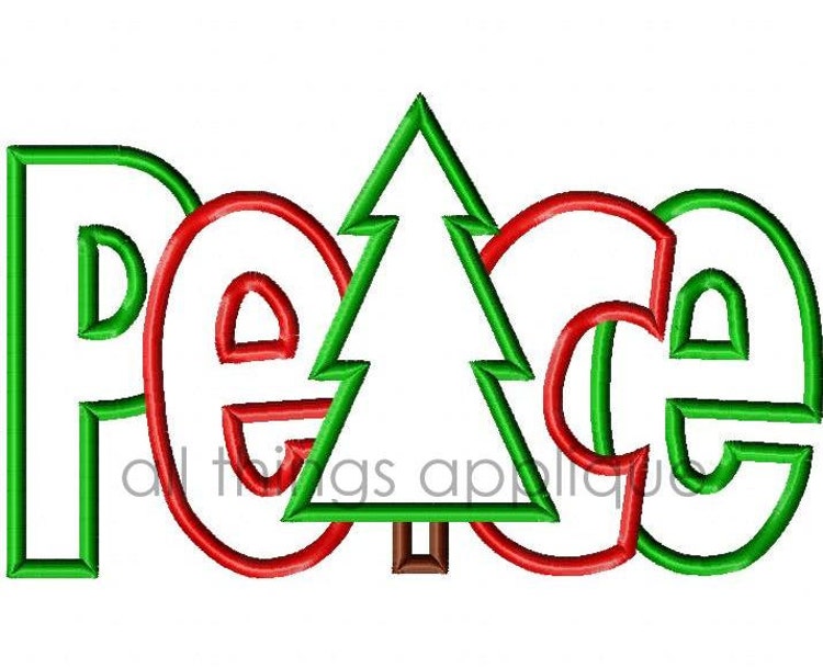 PEACE with Christmas Tree Christmas Applique by allthingsapplique
