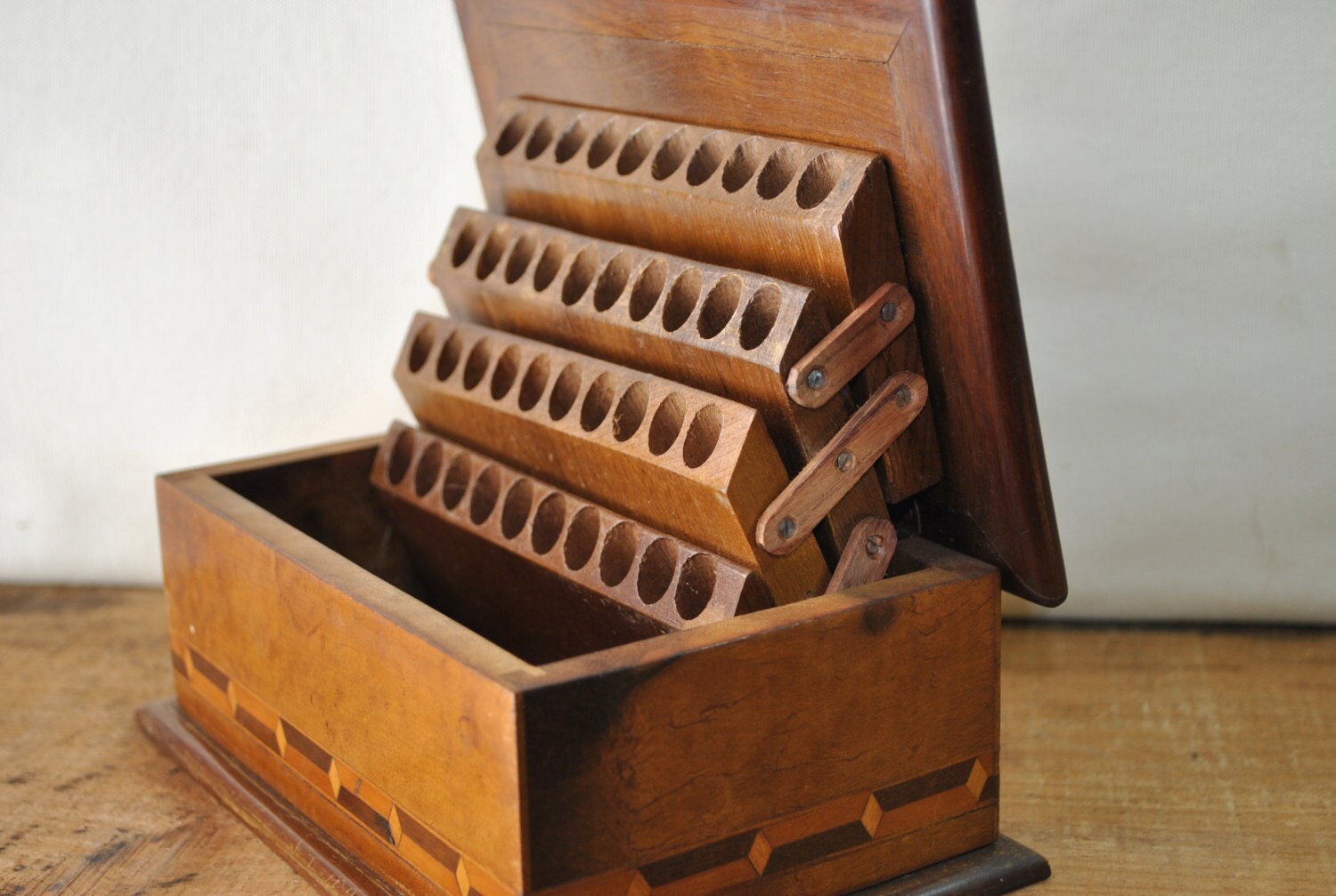 Brazilian Inlay Wood Box – Cigarette Dispenser Box – Tropic Palm Trees ...