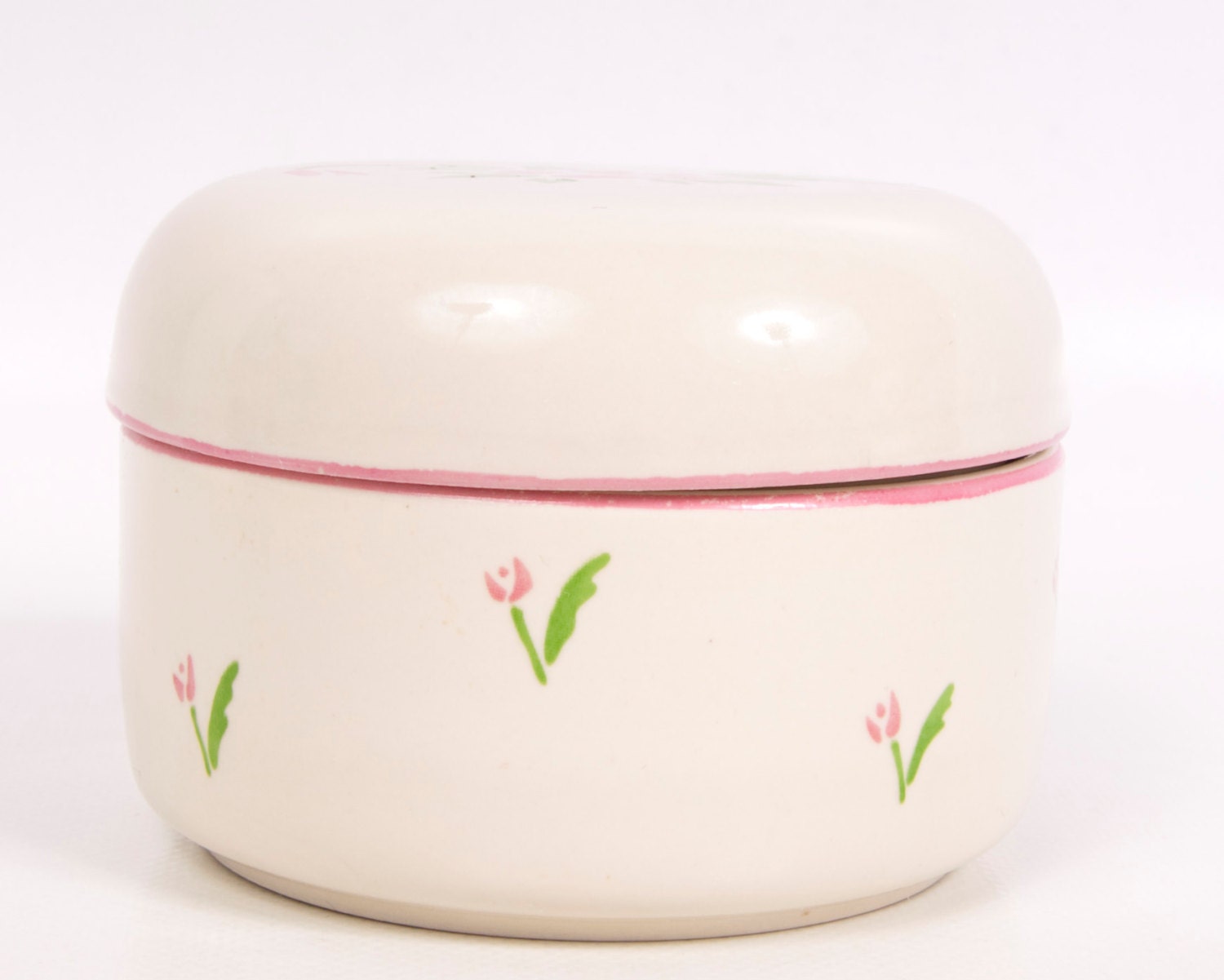 Vintage Pink Tulip Trinket Box Jewelry Box with Lid Made in Japan 1985 ...