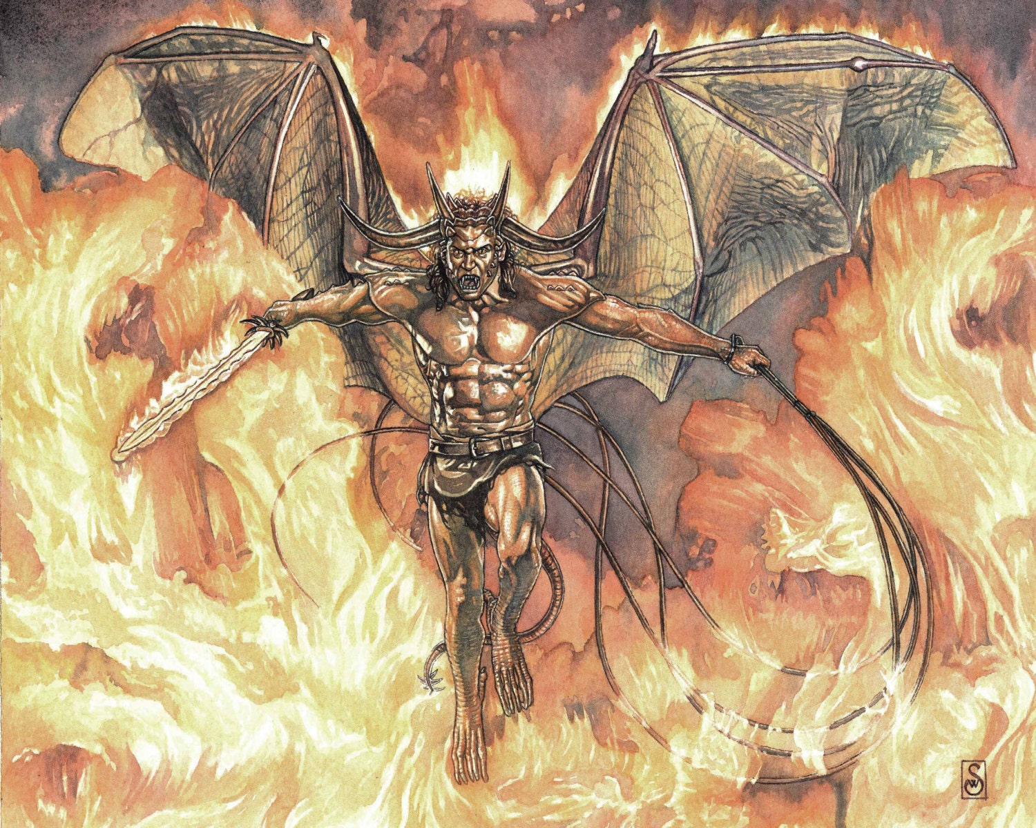 Tolkien fine art print Balrog The Lord of the Rings