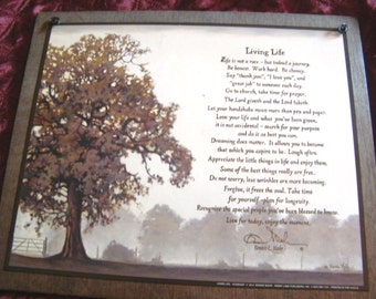 LIVING LIFE tree INSPIRATION saying Bonnie Mohr Inspirational Wood Sign