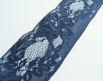 Navy blue lace trim | Etsy