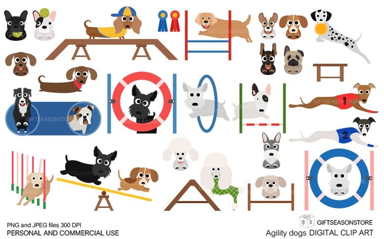 Agility dogs Digital clip art for Personal and Commercial use